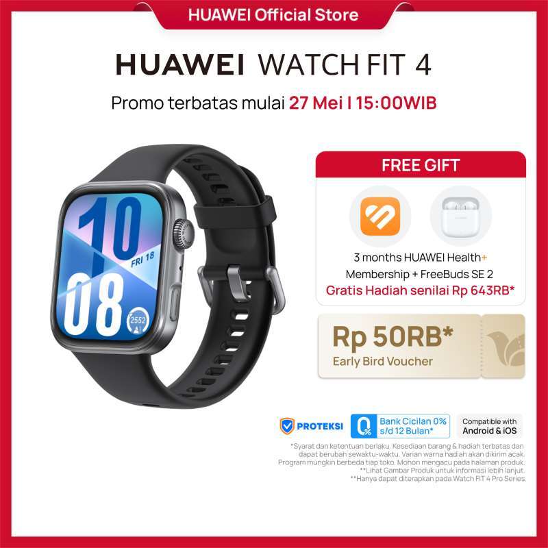 Jual HUAWEI Watch Fit 4 Series | Stylish Design | GPS | 10-day Battery ...