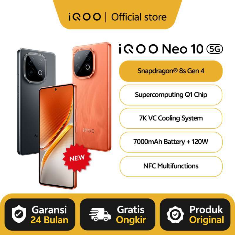 Promo vivo Iqoo Neo 10, 1st Snapdragon 8s Gen 4 + Q1 (dual Chipset), 7k Vc Cooling System, 7000 ...