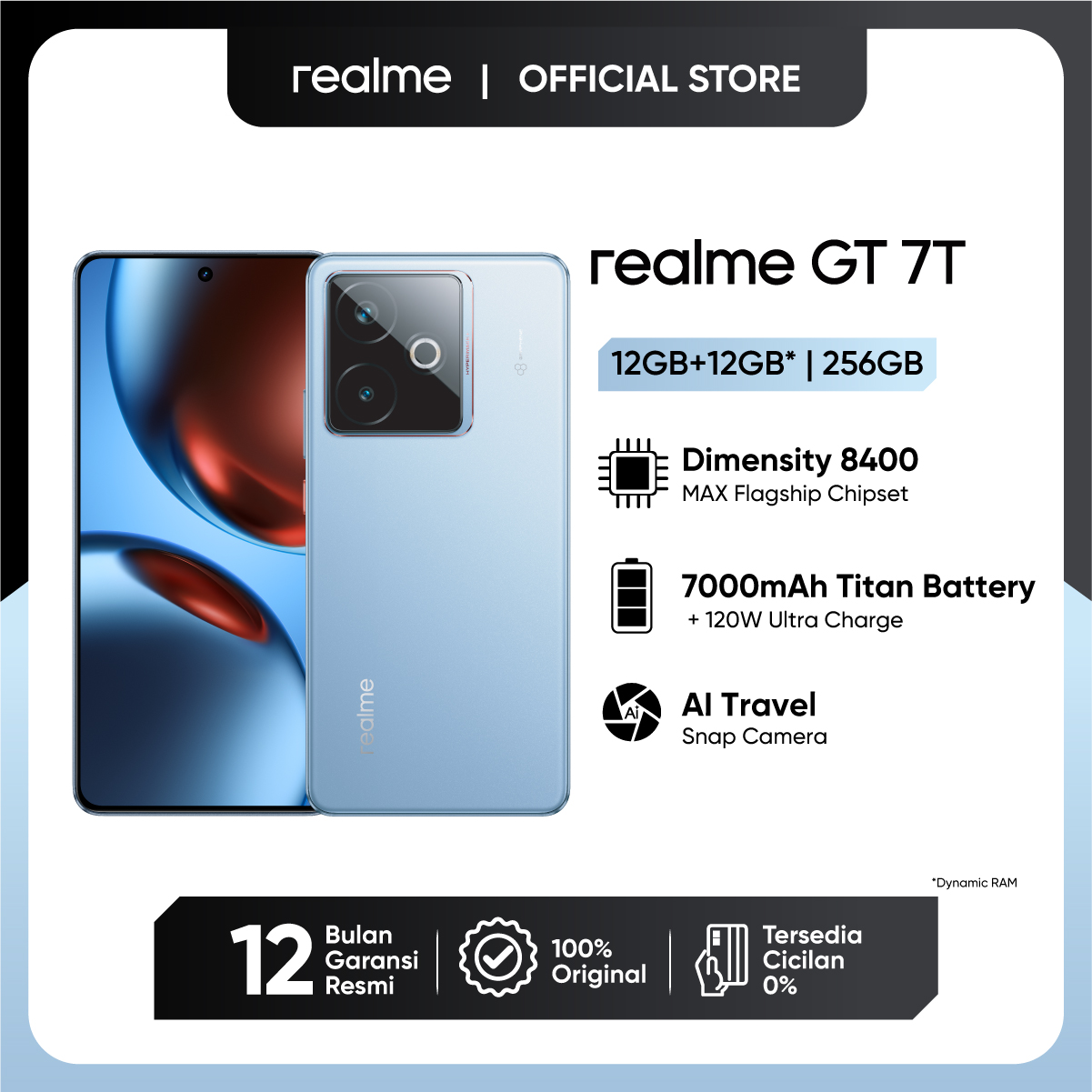 Jual Realme Gt 7t 12gb+12gb*|256gb (dimensity 8400-max Flagship Chipset ...