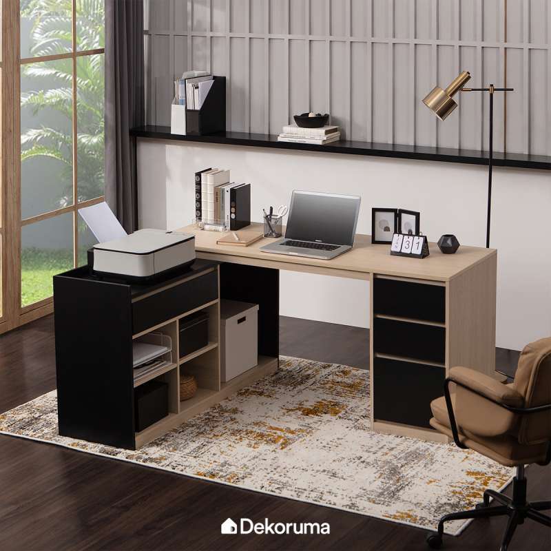 Promo Dekoruma Meiwa Meja Kerja L Shape / Meja Belajar Sudut Diskon 20% ...