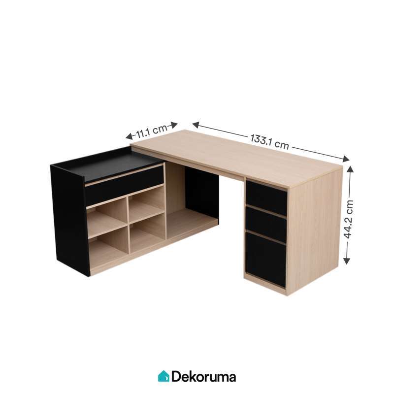 Promo Dekoruma Meiwa Meja Kerja L Shape / Meja Belajar Sudut Diskon 20% ...