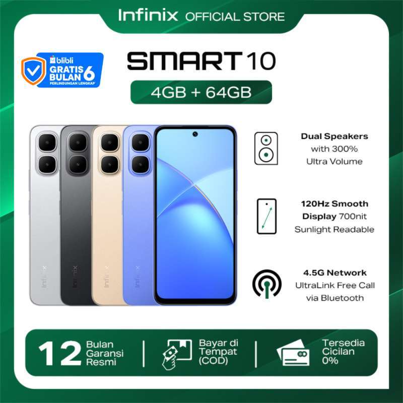 Promo Infinix Smart 10 4/64gb - Up To 8gb Extended RAM - 6.67 Inch 120hz Hd+ - T7250 - 5000 Mah ...