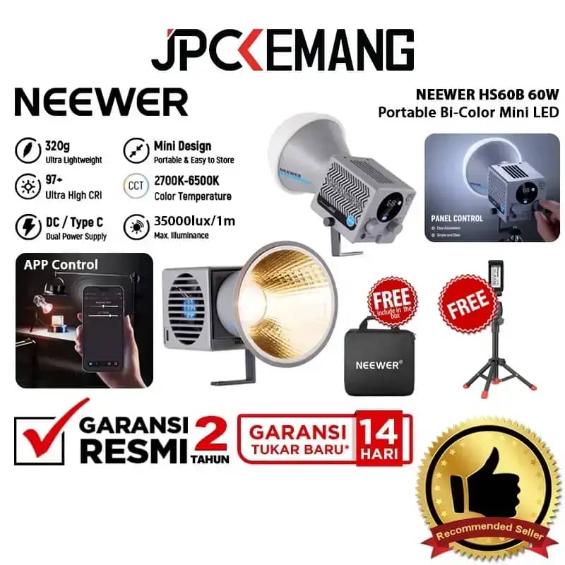 Promo Jpc Kemang Neewer Hs60b Bi-color / Hs60c Rgb 60W Portable Mini ...