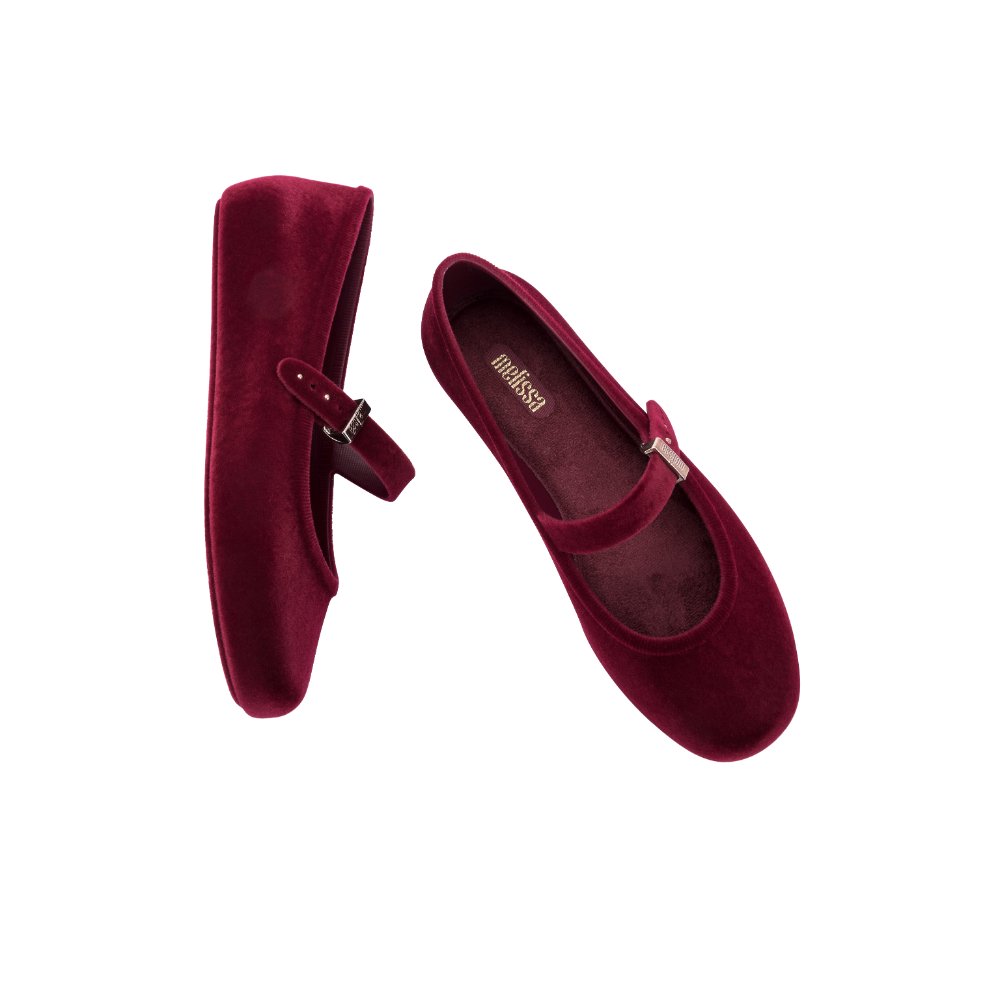 Promo Melissa Soft Ballerina Velvet Ii Ad Sepatu Flat Wanita - Red ...