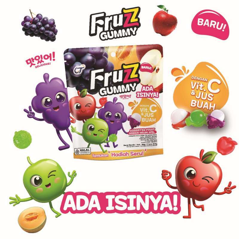 Promo Fruzz Gummy Permen Mix Rasa Buah Anggur, Melon Dan Apel 36 Gram ...