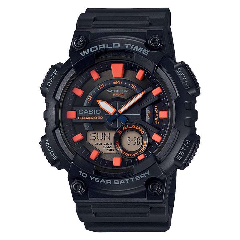 Promo Jam Tangan Pria Casio General AEQ-110W-1A2VDF Men Digital Analog Dial Black Resin Band ...