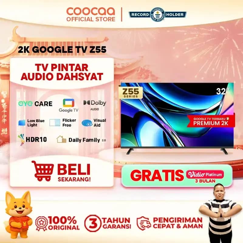 Promo [terbaru] Coocaa Tv 32 Inch Z55 - Google Tv - Eye Care 5.0 ...