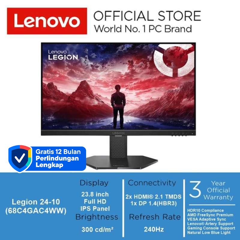 Promo Lenovo Legion 24-10 Monitor Gaming 24-inch Fhd Ips 240hz Anti ...