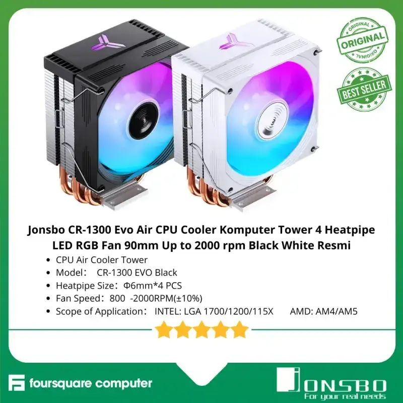 Jual Jonsbo Cr-1300 Evo Air Cpu Cooler Komputer Tower 4 Heatpipe Led ...