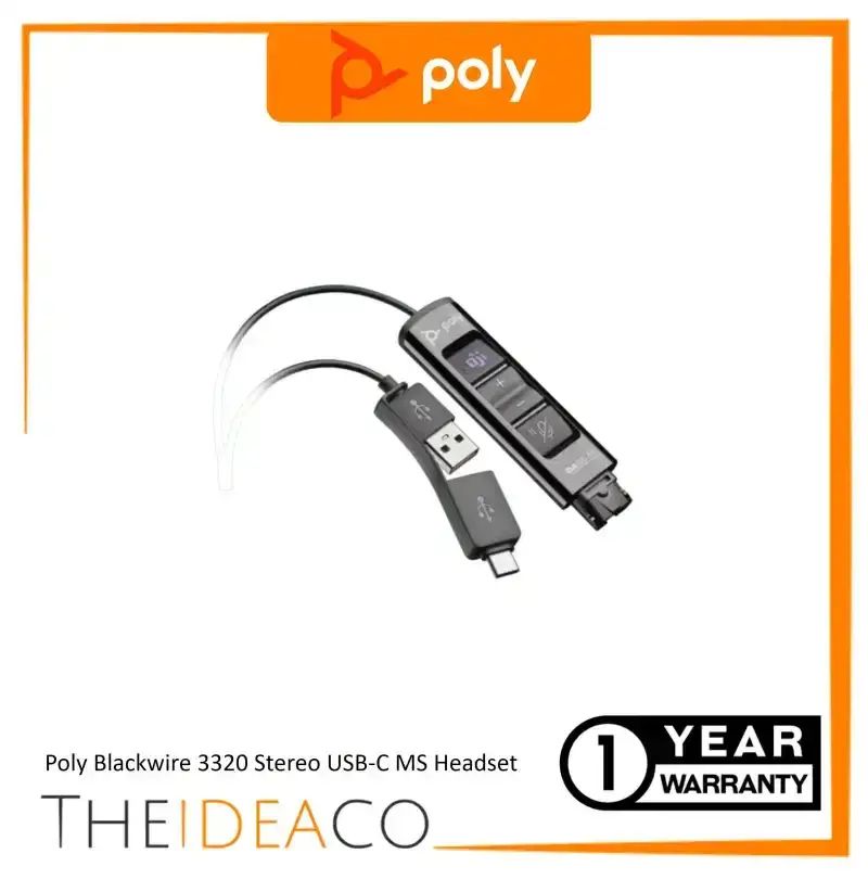 Jual Poly Hp Blackwire 3320 Stereo Ms Teams USB-C Headset +usb-c/a ...