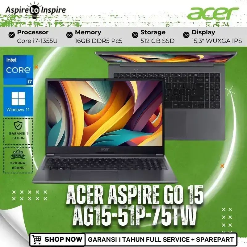 Promo Acer Aspire Go Ag15 51p15.3 Wuxga Ips Core I7 1355u RAM 16gb ...