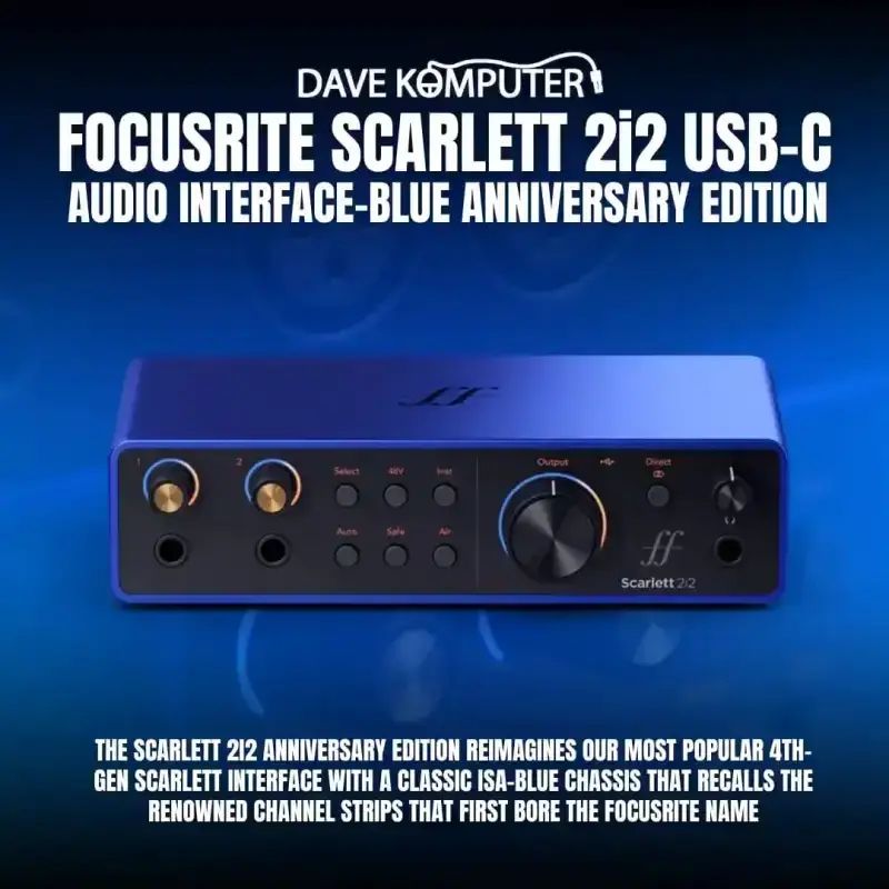 Jual Focusrite Scarlett 2i2 USB-C Audio Interface - Blue Anniversary ...