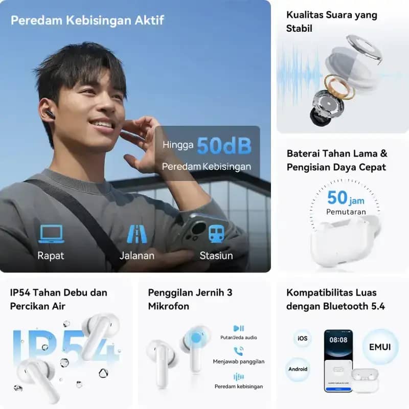 Promo HUAWEI Freebuds SE 4 Anc Tws L Up To 50db L 10mm Dynamic Driver ...