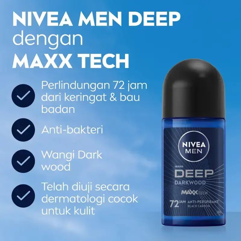 Jual NIVEA Men Deep Deodorant Roll On 50ml - Deodorant Pria Anti ...