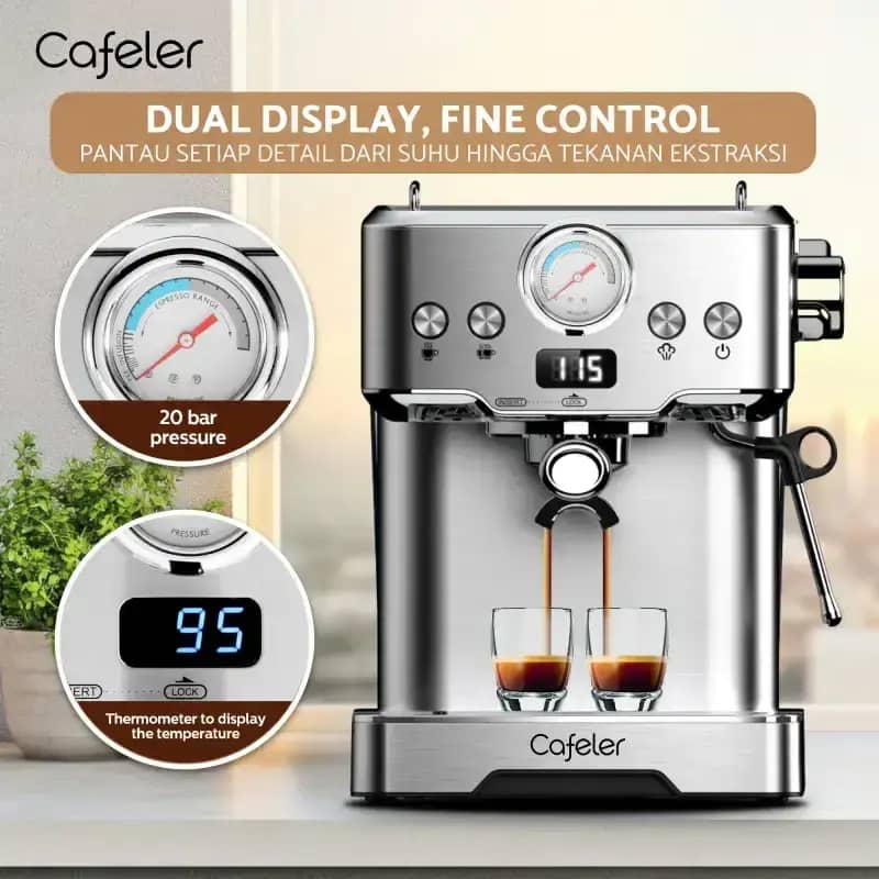Promo Cafeler Mesin Kopi Espresso Stainless Steel Coffee Maker Fast ...