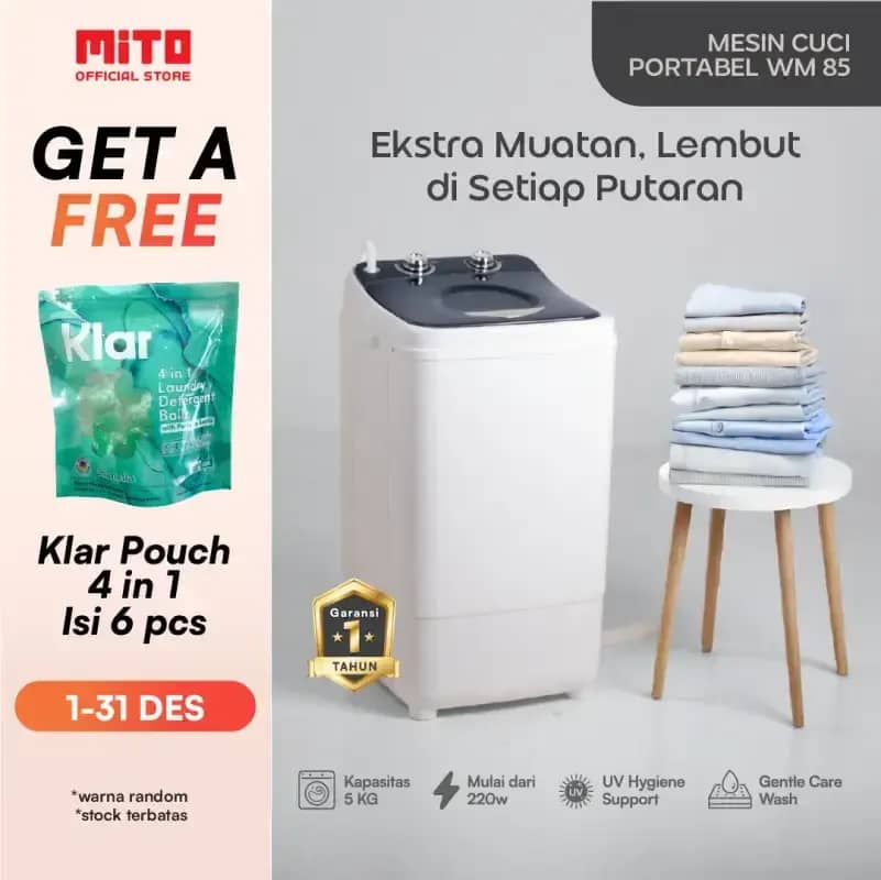 Jual Mito Wm85 Portable Washing Machine | Kapasitas 5kg | Click & Dry ...