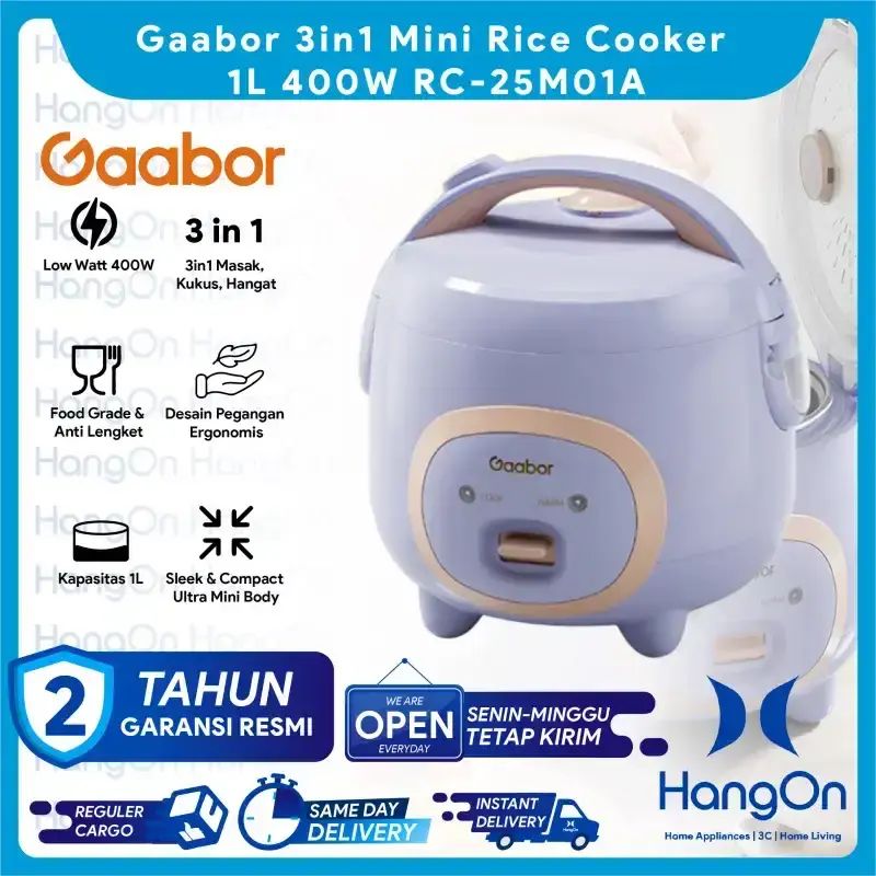 Promo Gaabor Rc-25m01a Mini Rice Cooker 1l Portable Low Watt 400w ...