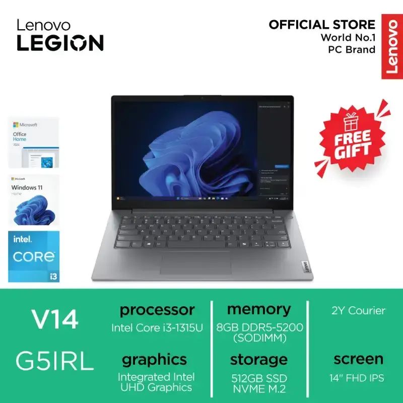 Jual Lenovo V14 G5irl 7fid [intel I3-1315u/ 8gb/ 512gb/ 14 Fhd Ips ...