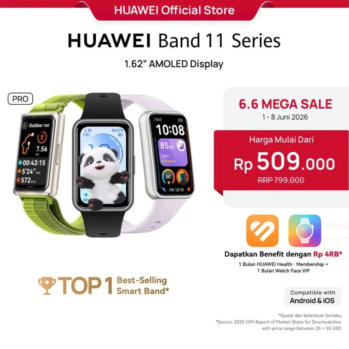 Promo 【6.6 | Top 1】huawei Band 11 Series | 1.62”amoled Display ...
