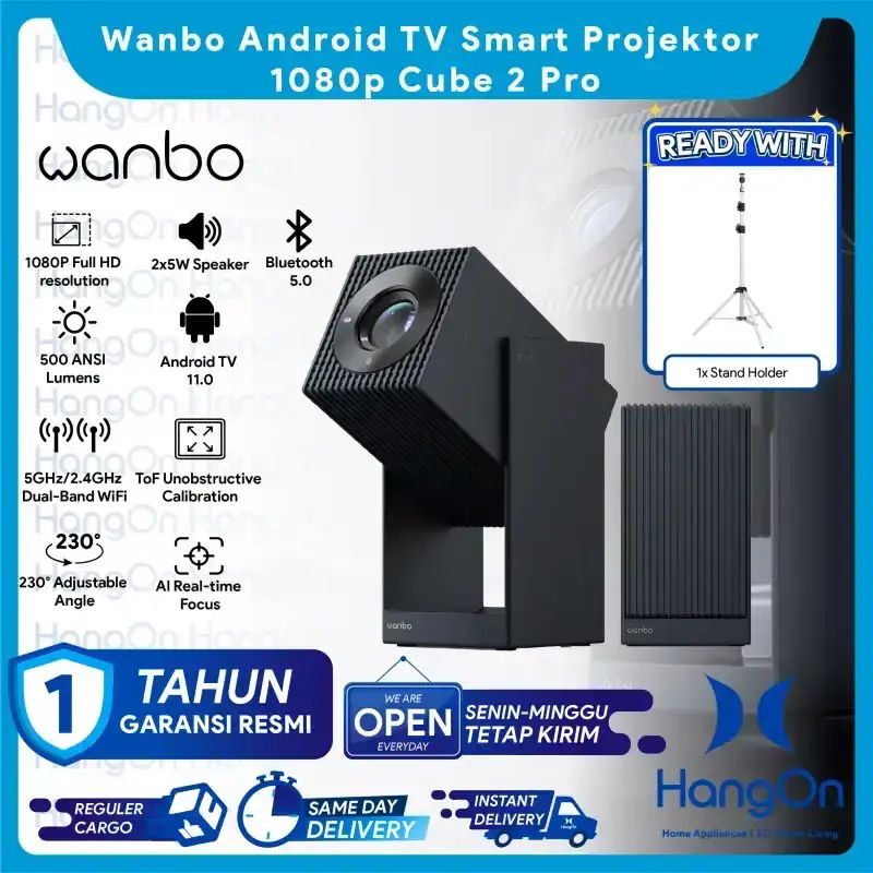 Promo Wanbo Cube 2 Pro Projector Android Tv 11 500ansi Lumens Proyektor ...