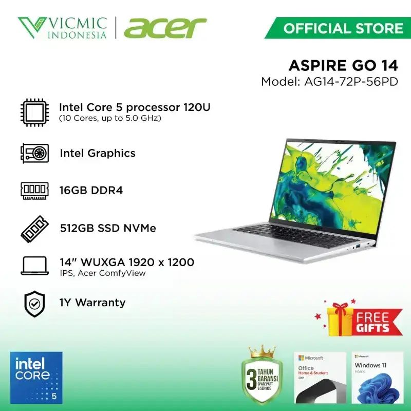 Promo Acer Aspire Go 14 Ag14-72p-56pd [intel Core 5-120u/ 16gb/ 512gb ...