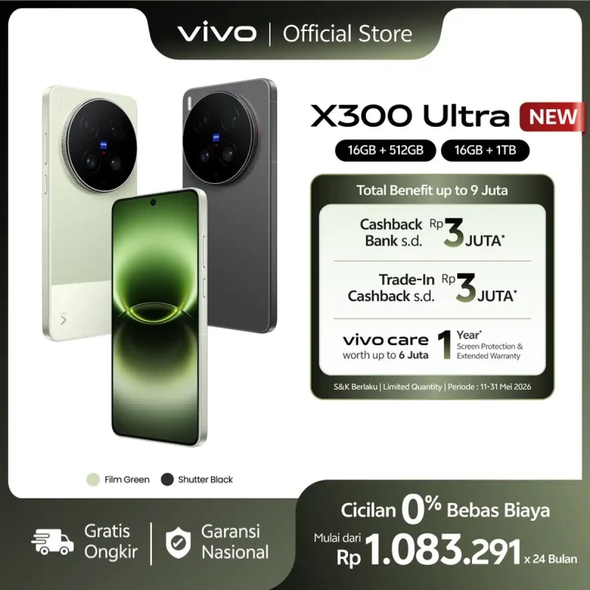 Jual [new Launch] vivo X300 Ultra, Zeiss Triple Prime Lenses, Multi ...