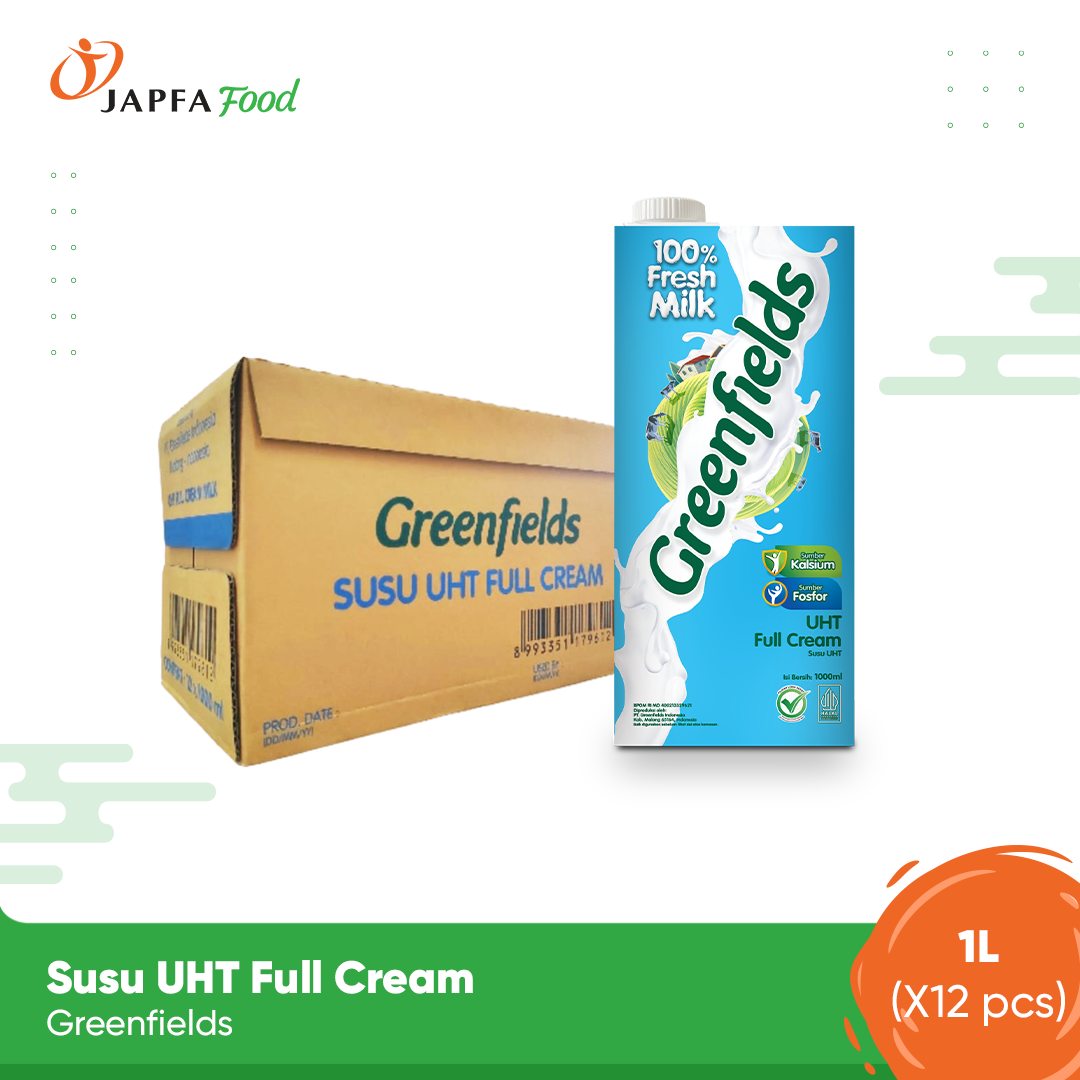 Promo Greenfields Susu Uht Full Cream 1 L - Paket Isi 12 -100% Fresh Milk Dari Greenfields Farm ...