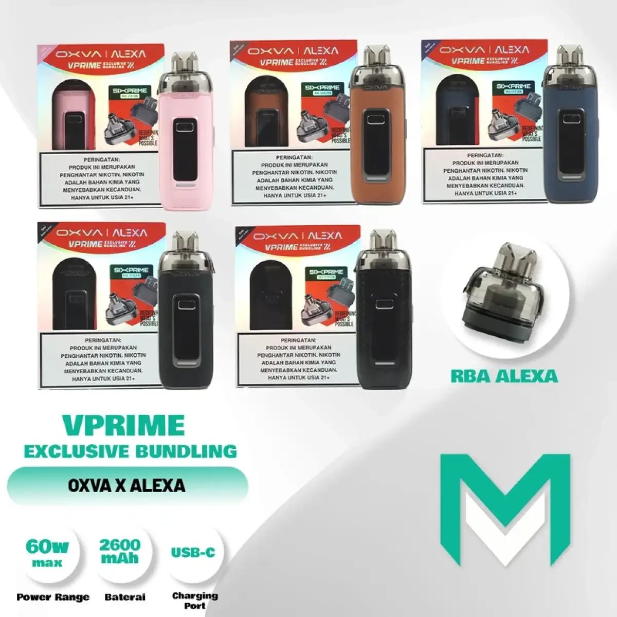 Jual Pod Vape Oxva Vprime Pod Kit Bundling Alexa Vprime Rba Authentic ...