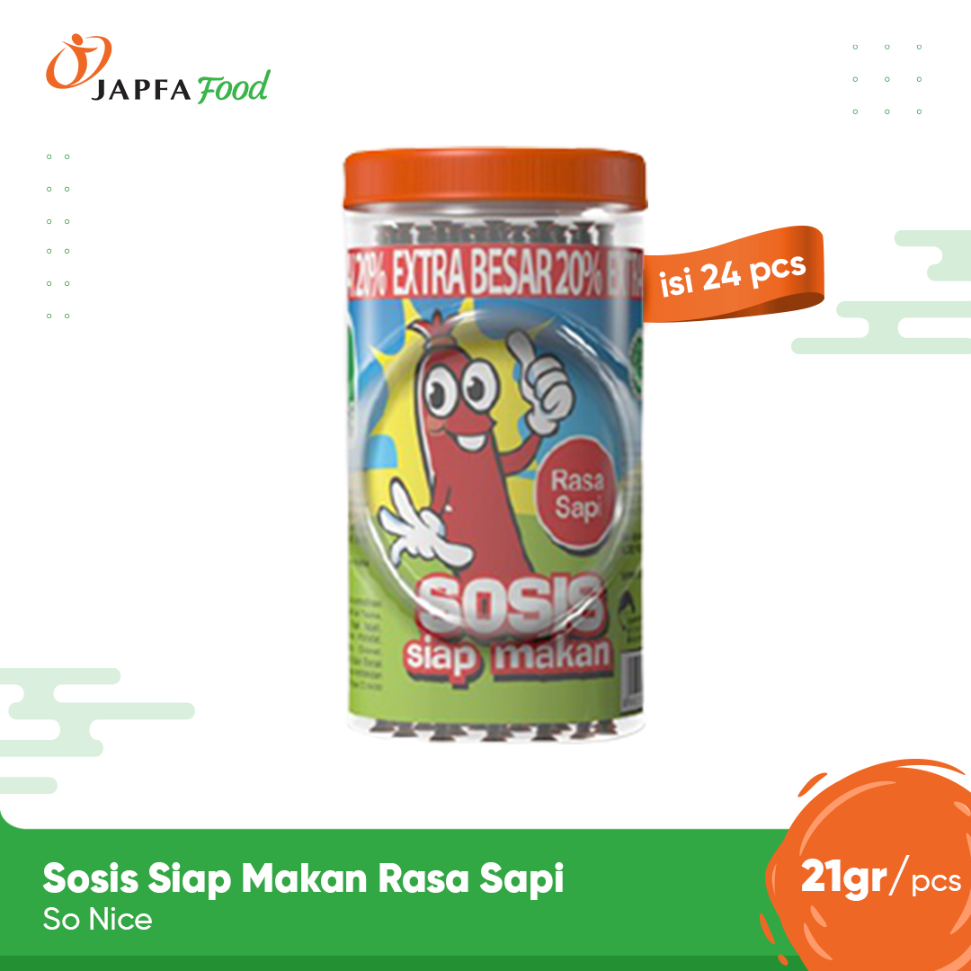 Promo So Nice Sosis Siap Makan Rasa Sapi 24 Pcs X 21 Gr Diskon 22% Di ...