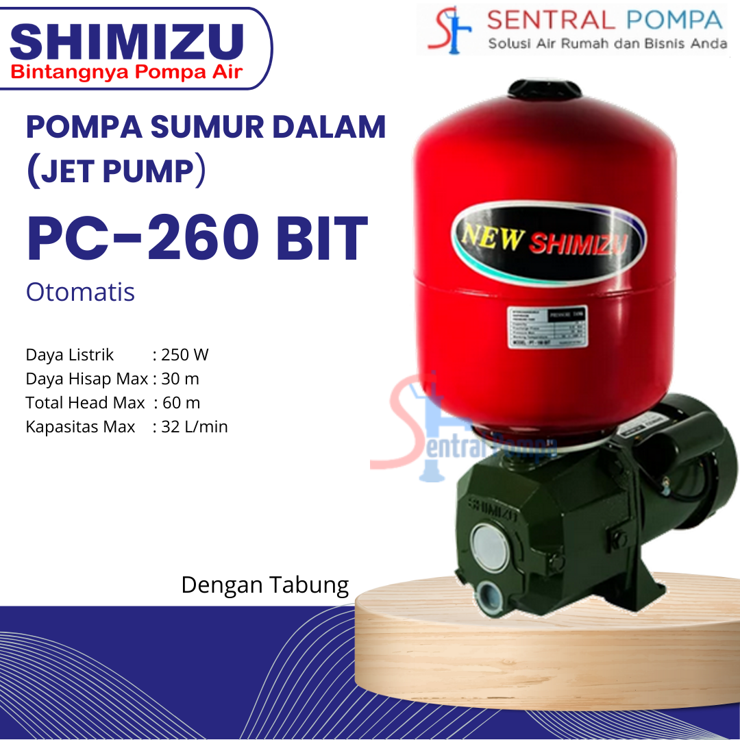 Promo Shimizu Pc-260 Bit Pompa Air Jet Pump Sumur Dalam 250 Watt Pc 260 ...