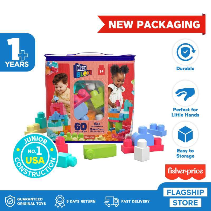 Jual Mega Bloks First Builder Big Building Bag Pink (60 Pieces) Di ...