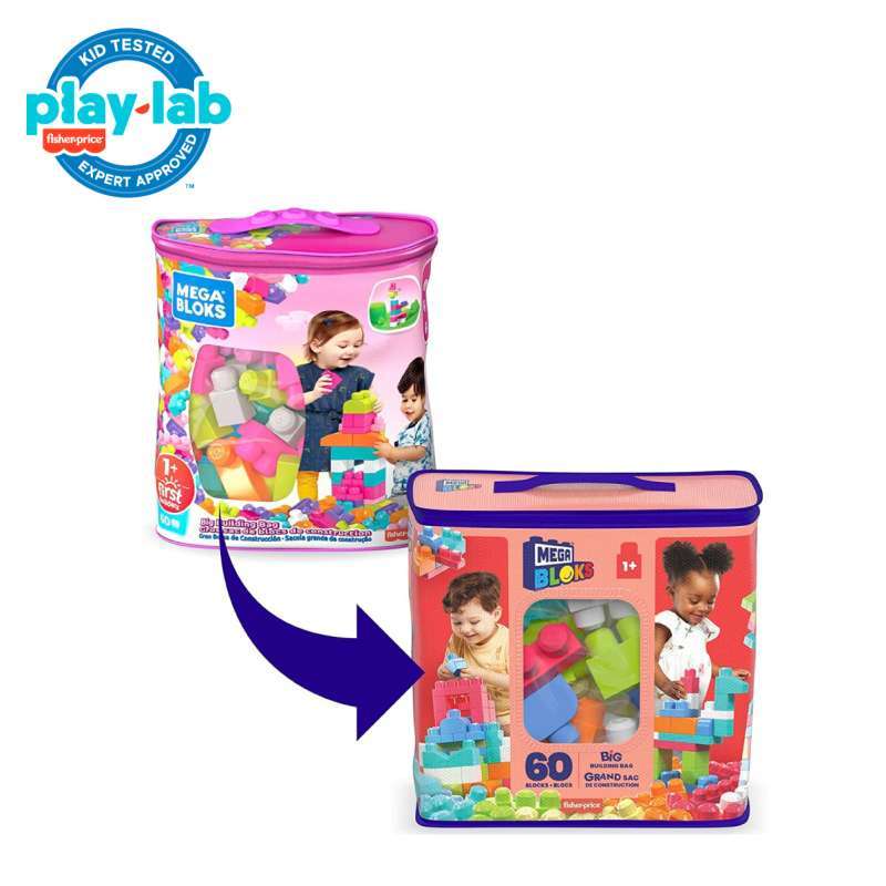 Jual Mega Bloks First Builder Big Building Bag Pink (60 Pieces) Di ...