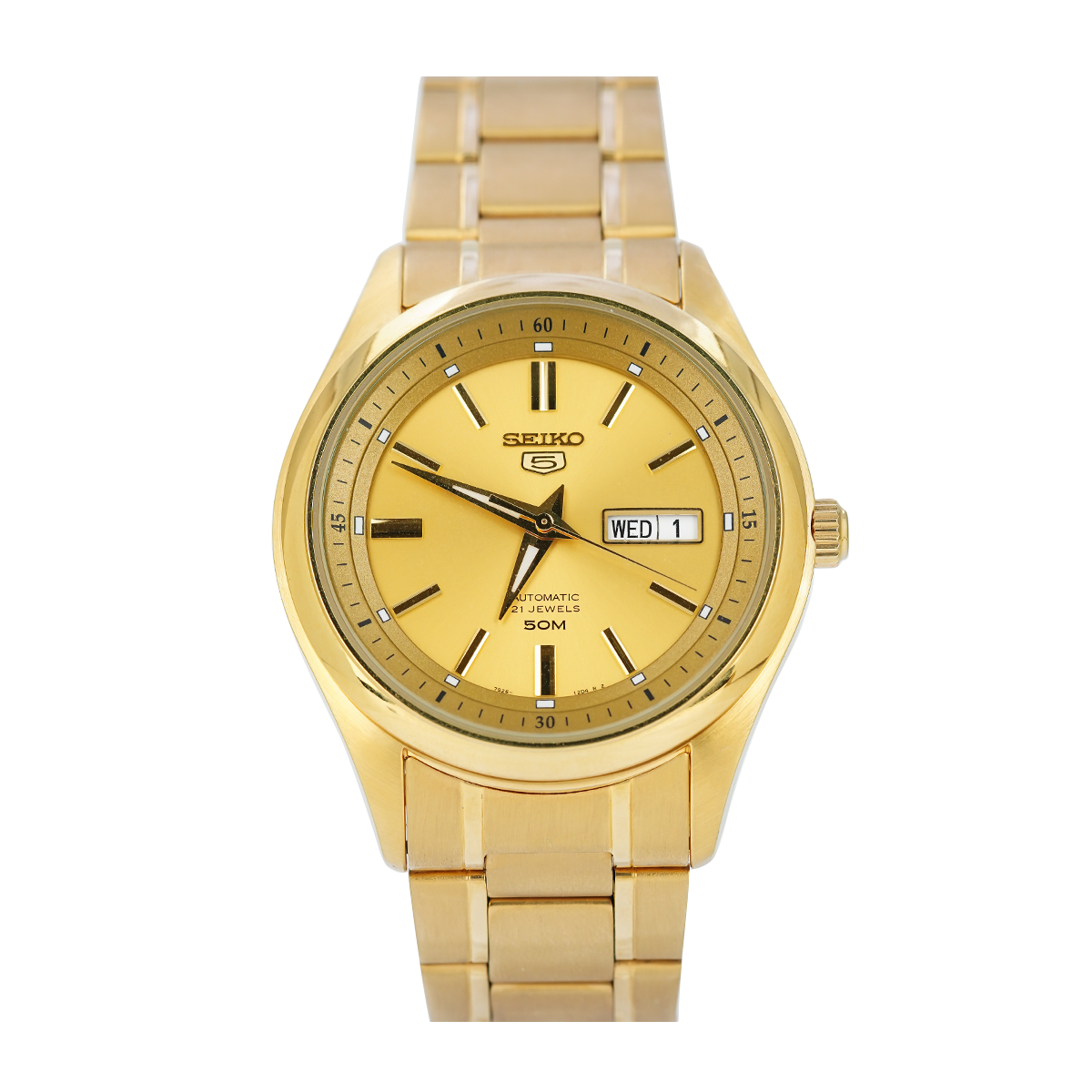 Promo Jam Tangan Pria SEIKO SNKN96K1 Automatic Gold Dial Gold Stainless ...