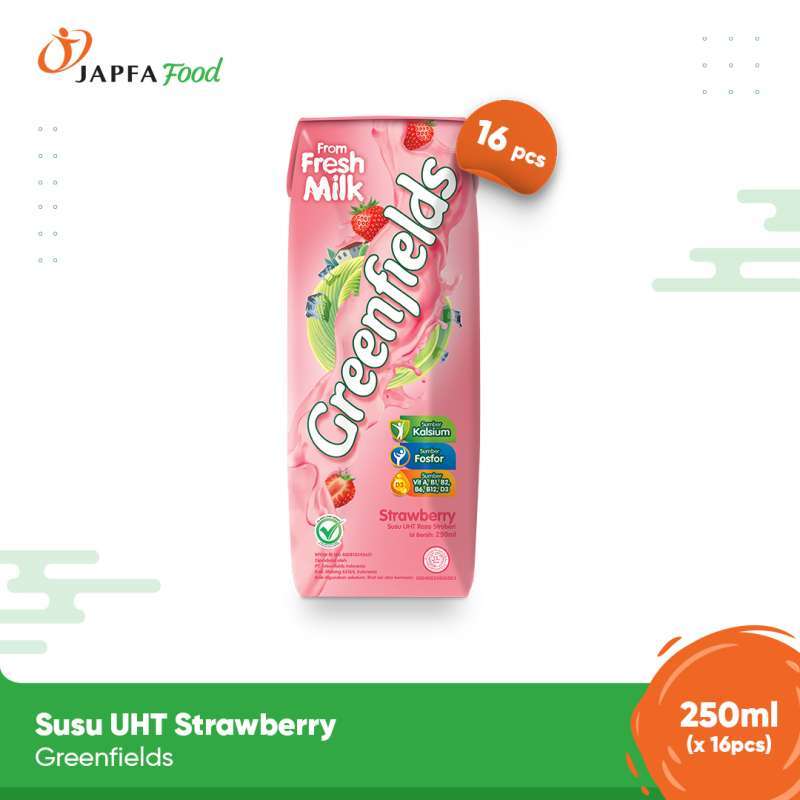 Promo Greenfields Susu Uht Strawberry 250 Ml - Isi 16 Pcs - 100% Fresh Milk Dari Greenfields ...