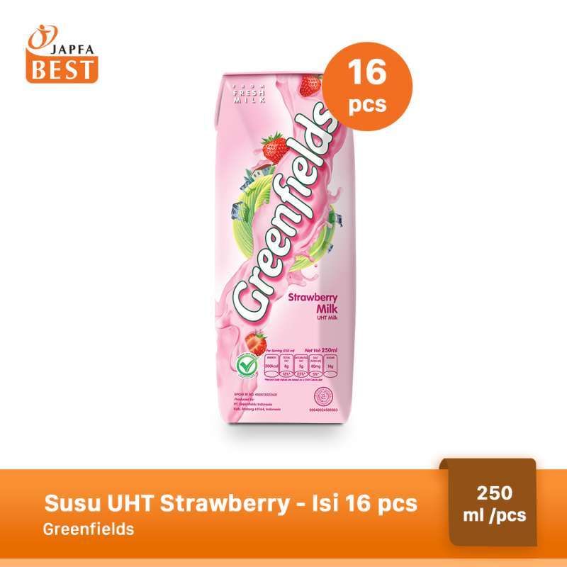 Promo Susu Greenfields UHT Strawberry 250 ml - Isi 16 pcs Diskon 29% di Seller Japfa Best ...