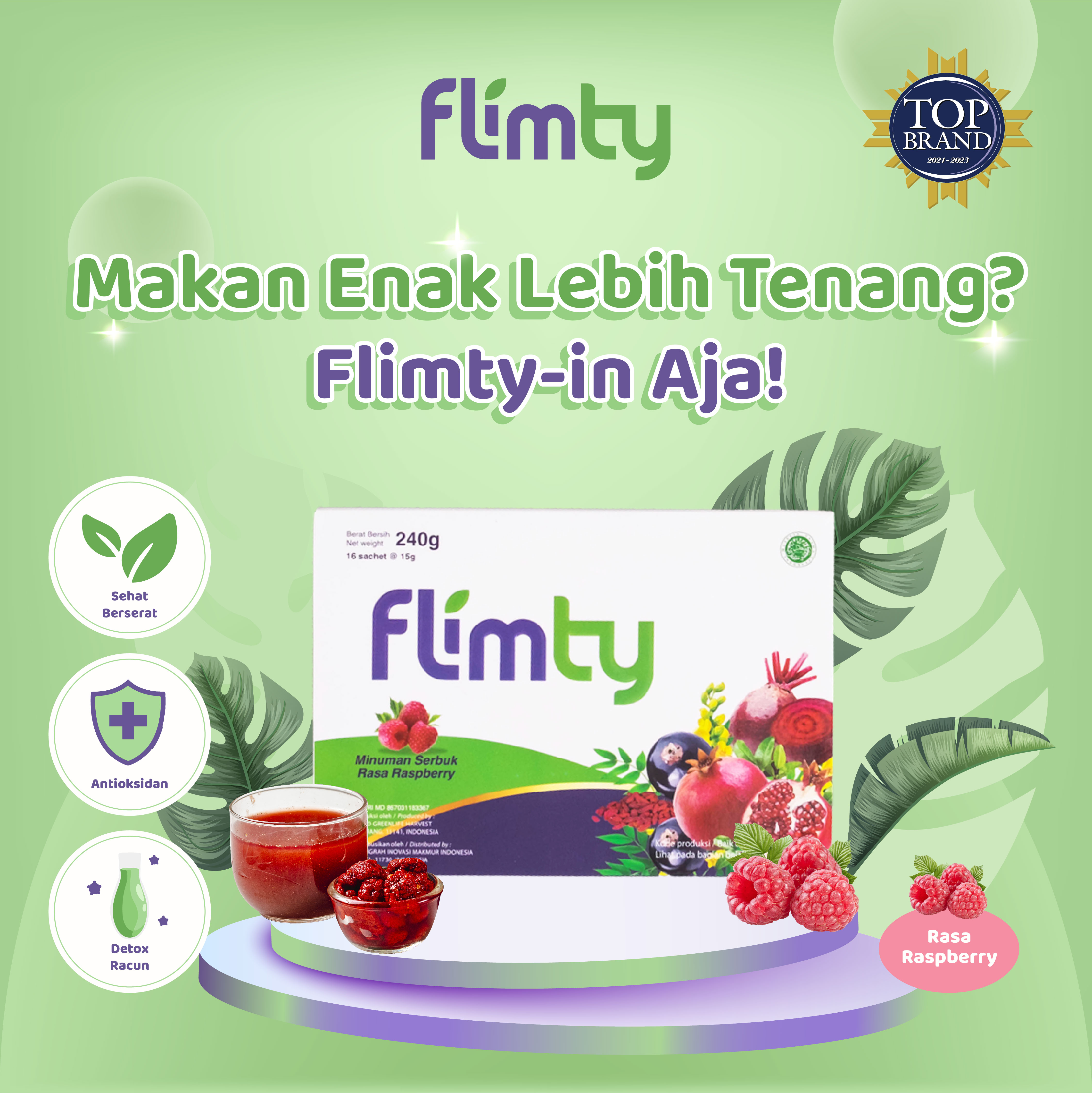 Promo Flimty Fiber - 1 Box (isi 16 sachet) - Rasa Raspberry Diskon 10% ...