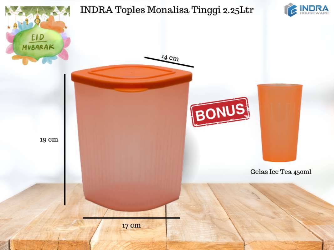 Promo [indra]set Toples Plastik Monalisa 2.25 Liter/isi 3pcs/toples Snack - Orange Diskon 3% Di ...
