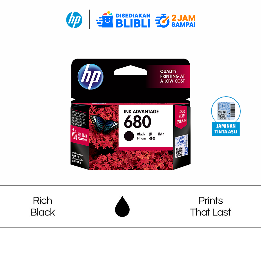 Promo Hp 680 Black Original Ink Advantage Cartridge Diskon 34% Di ...