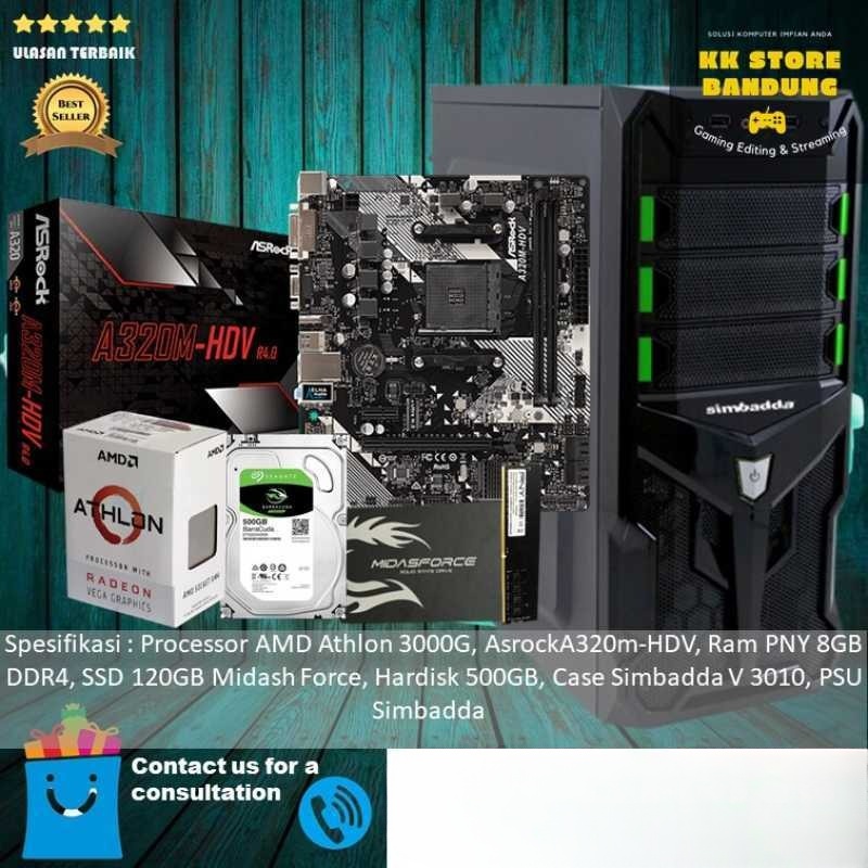 Jual PC GAMING AMD ATHLON 3000G | RAM 8GB | SSD 120GB |HDD 500GB PC ...