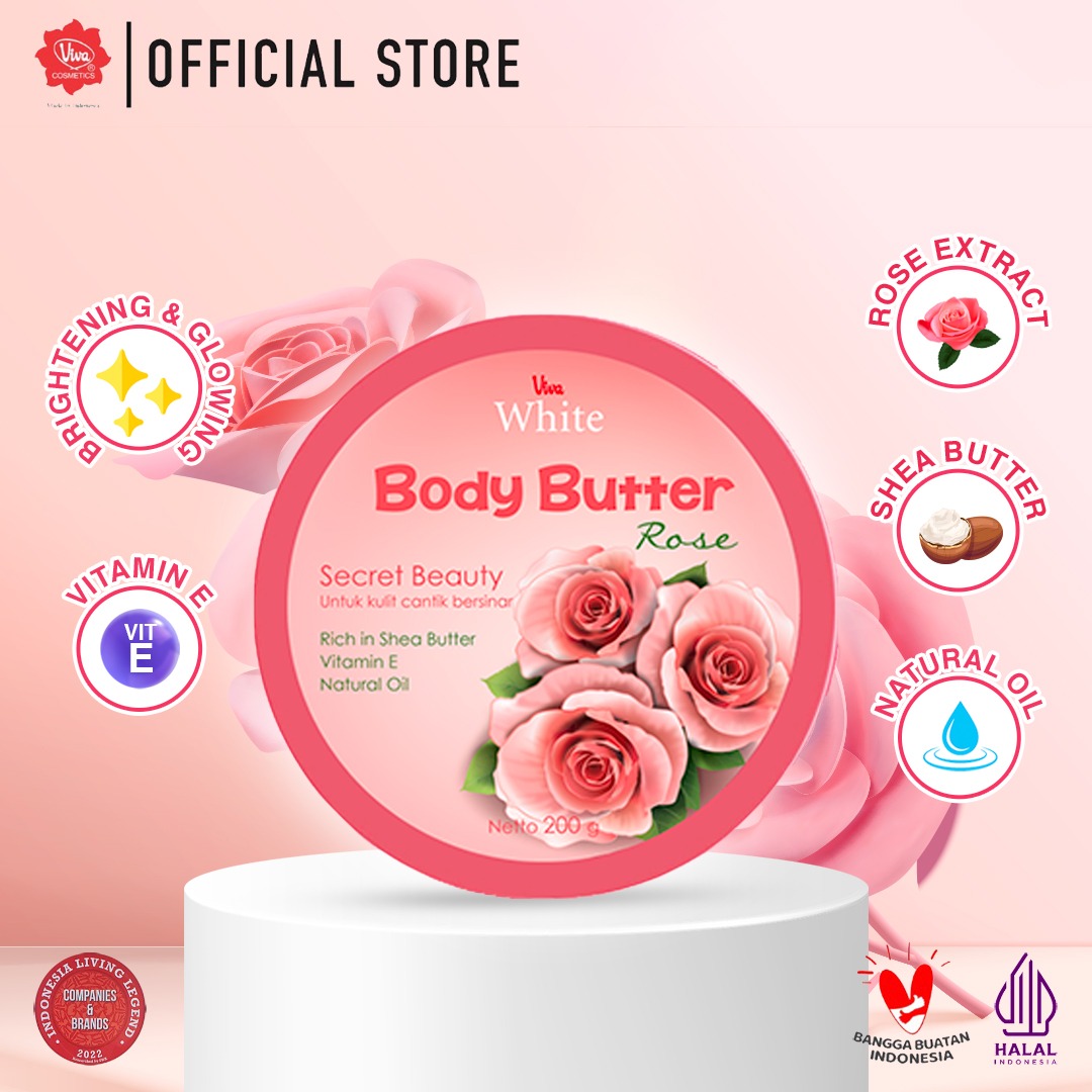 Promo Viva White Body Butter Rose 200gr - WHITENING Diskon 26% di ...