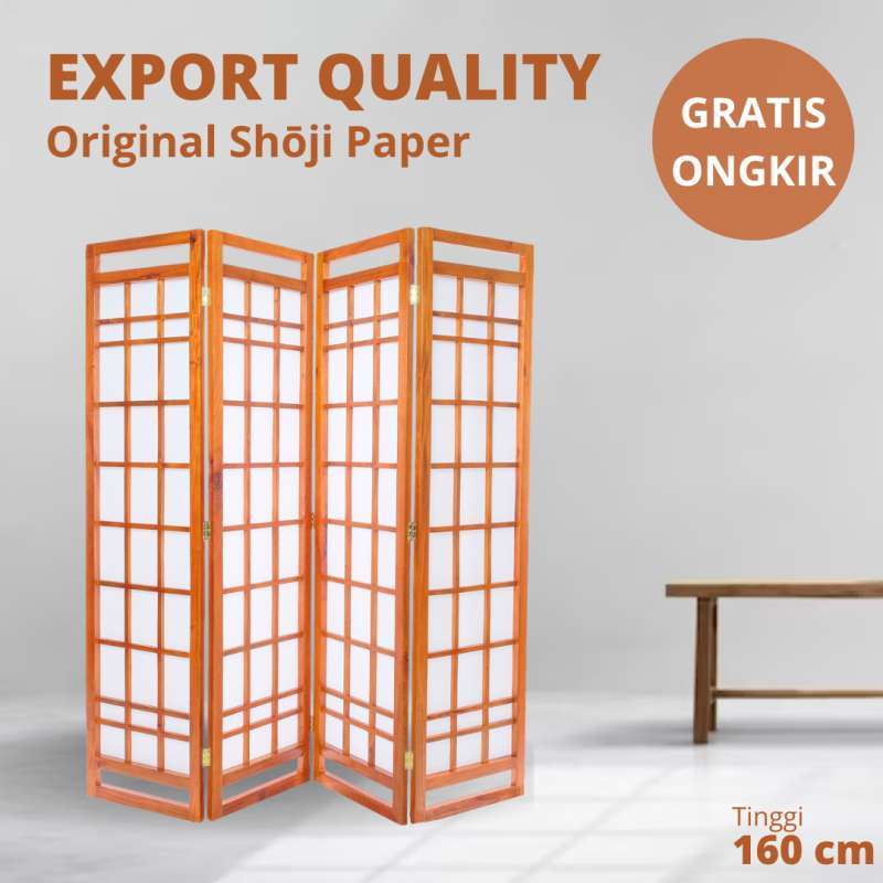 Jual Sekat Shoji 4 Panel Natural Japanese Screen Panel Pembatas Ruangan ...