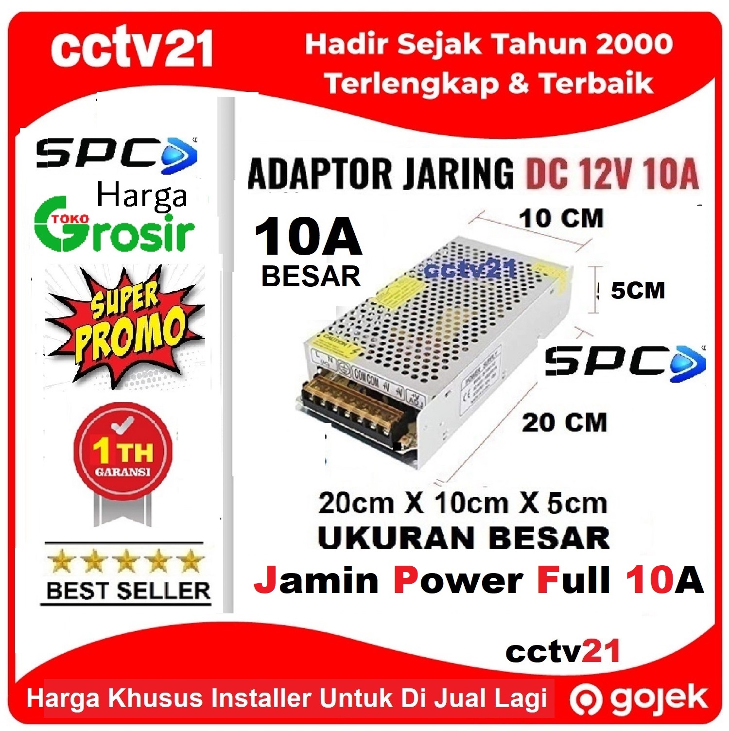 Jual Power Supplay / Adaptor Jaring Spc Output Dc12v 10a Ukuran ...