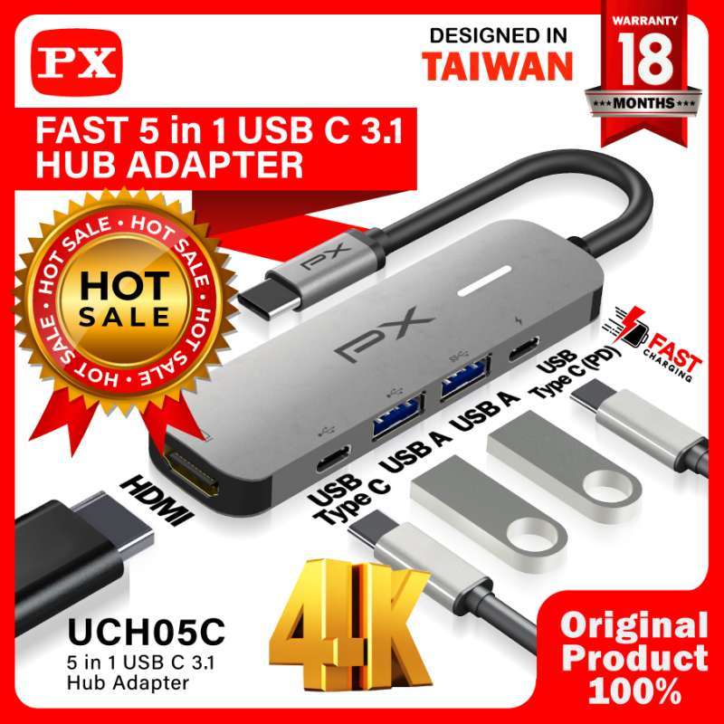 Promo Type C to HDMI Hub Converter Multiport 5 in 1 USB 3.0 4K HDMI PX ...