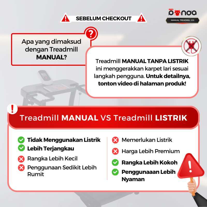 Promo Treadmill Manual Redpanda 131 Multifungsi Murah Tanpa Listrik ...
