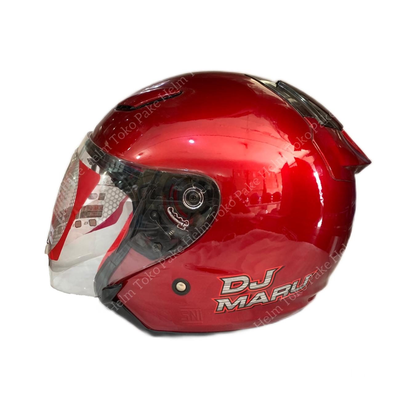 Promo Helm Kyt Dj Maru Merah Marun Red Maroon Kyt Half Face Djmaru Diskon 1% Di Seller Pake Helm ...