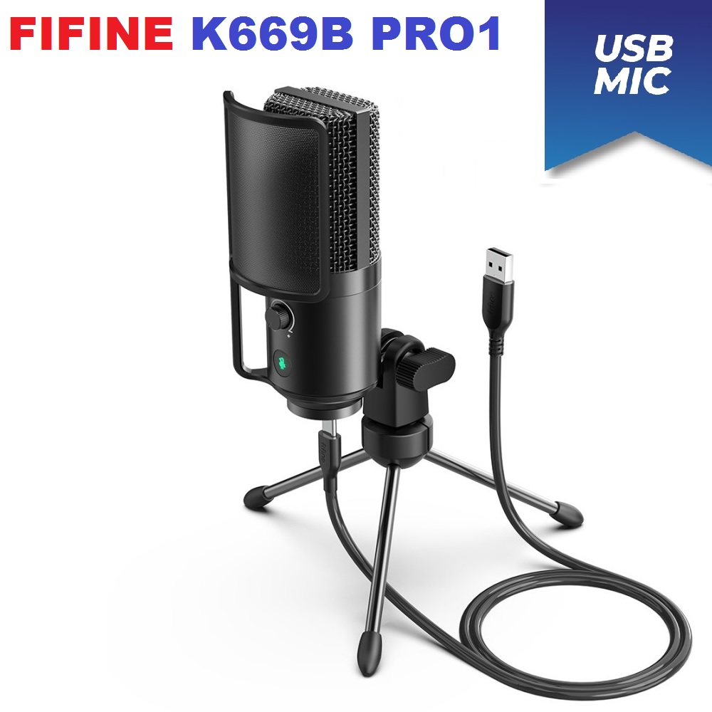 Jual Mic Fifine K669b Pro 1 Usb Microphone Condenser With Volume Dial Podcast Di Seller ...