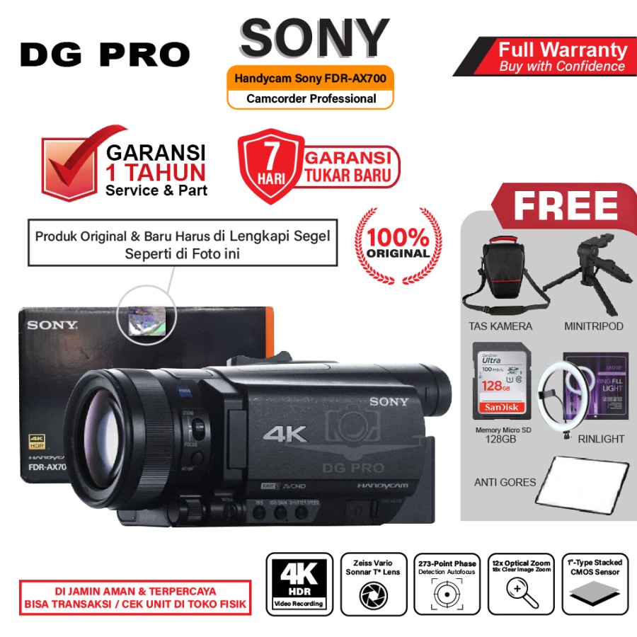 Promo Handycam Sony FDR-AX700 4K Camcorder Professional AX-700 RING ...