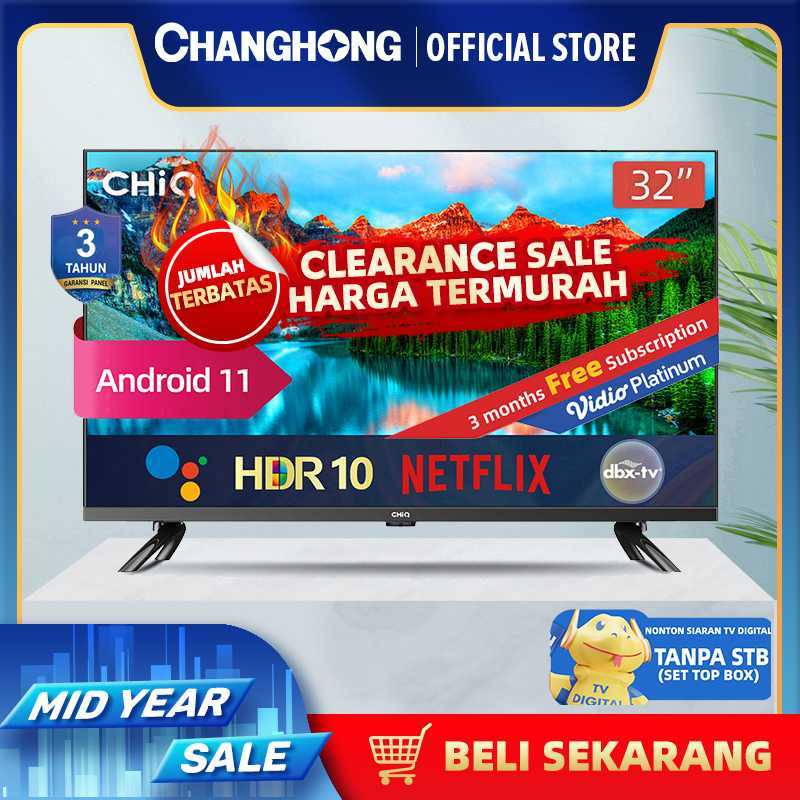 Jual CHiQ 32 Inch Newest Android 11 Frameless Smart TV Digital LED TV(L32G7P)-Google Assistant ...
