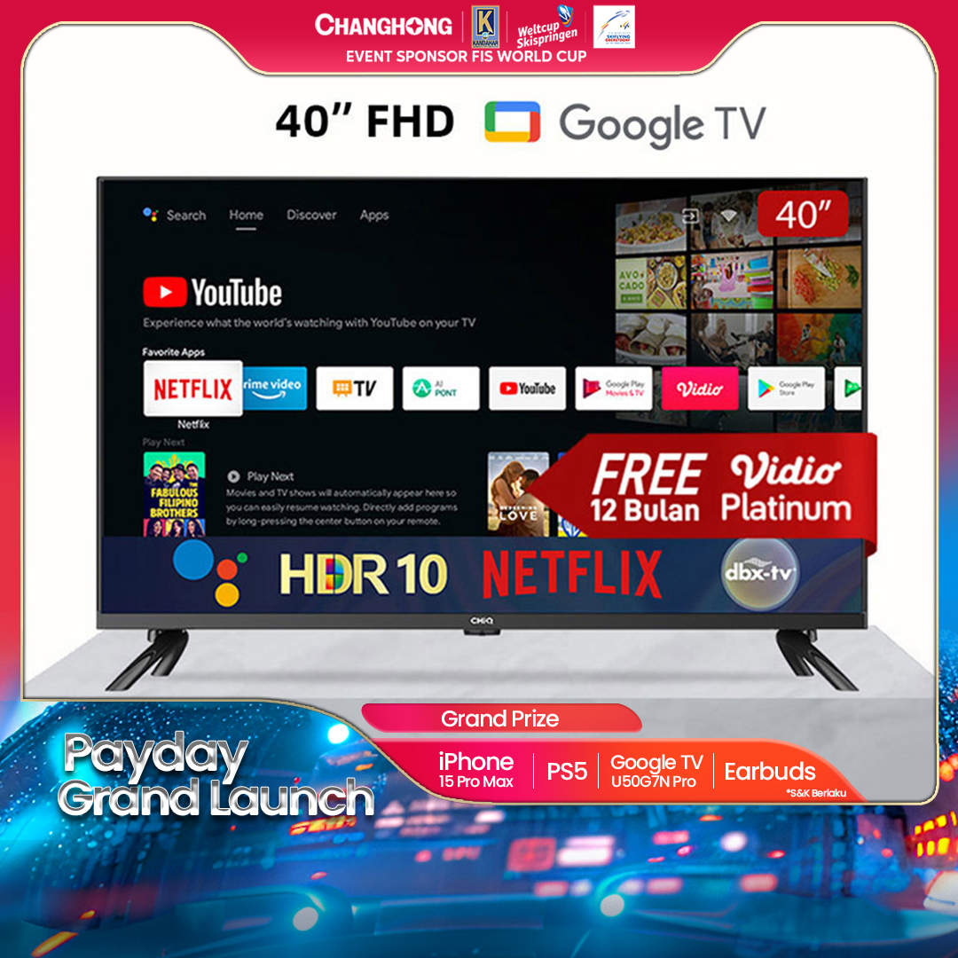 Jual 【google Tv】chiq 40 Inch Smart Tv Full Hd-hdr10+dbx Dolby Audio Google Assistant Netflix ...