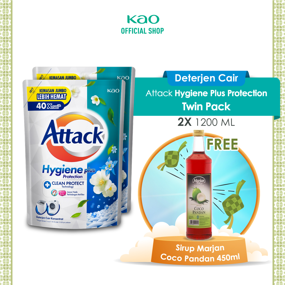 Promo Attack Hygiene Plus Deterjen Cair Semua Jenis Mesin Cuci 1200ml ...